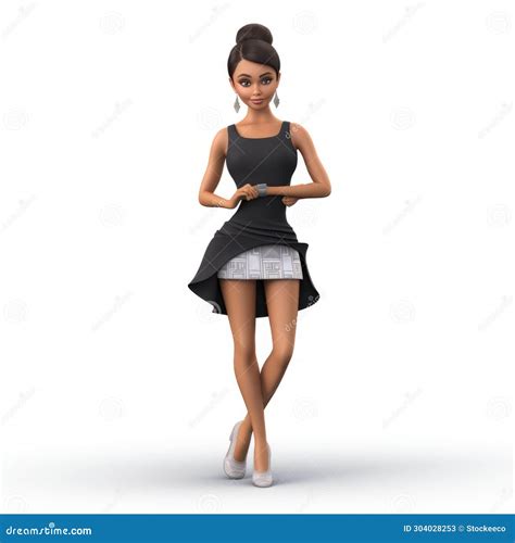 Cartoonish 3d Render Of Modern Woman In Indian Pop Culture Style Stock