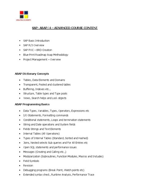 sap abap 4 advanced course content download free pdf software