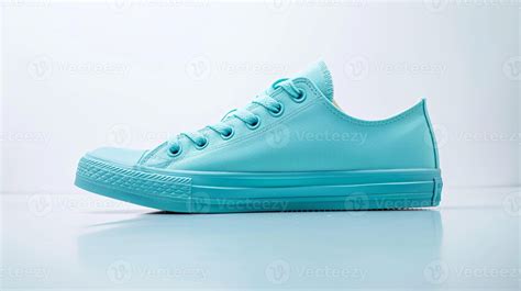 Ai Generated Cyan Canvas Shoes Isolated On Flat White Background With