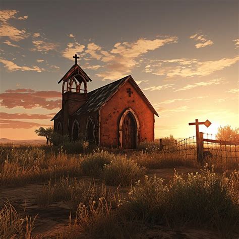An Old Church With A Cross On The Top Of It Premium Ai Generated Image
