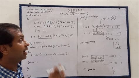 String Comparison In C Language Using Strcmp Youtube