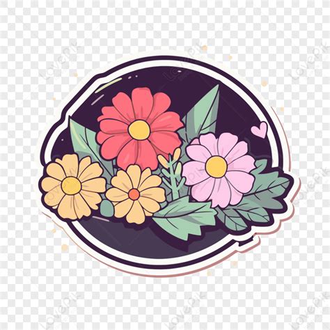 Sticker Ng Bulaklak Na May Ibat Ibang Kulay Ng Mga Bulaklak Clipart