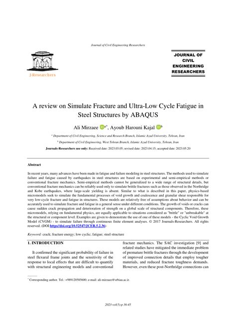 Pdf A Review On Simulate Fracture And Ultra Low Cycle Fatigue In