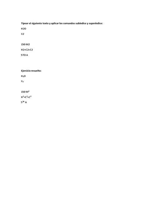 Comandos Subíndice Y Superíndice Pdf