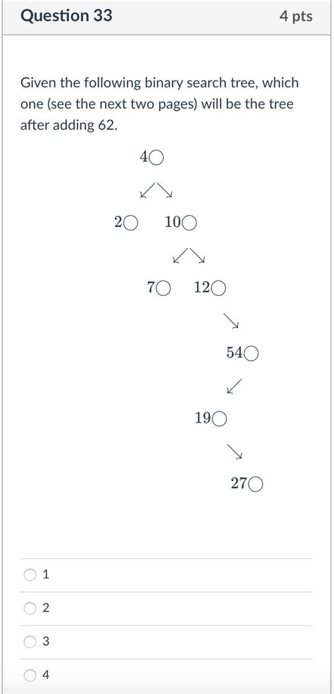 Solved Question 33 Given The Following Binary Search Tree