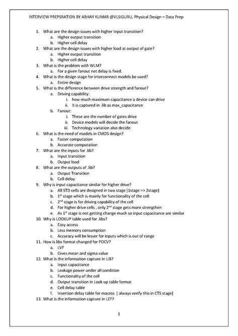 Pd Interview Preparation Questions Vlsi Guru