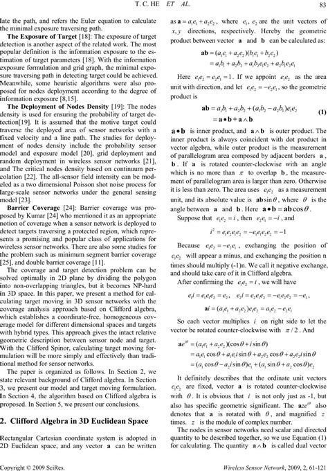 Target Detection In Three Dimension Sensor Networks Based On Clifford Algebra