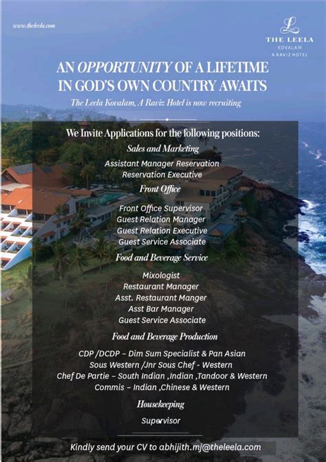 Abhijith M J On Linkedin Hiring Hospitalitycareers Keralatourism Kerelajobs Theleela 17