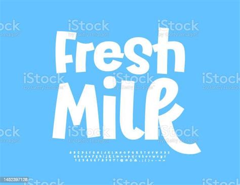 벡터 광고 기호 신선한 우유입니다 재미 있은 흰색 알파벳 문자 숫자 및 기호 컴퓨터 글자에 대한 스톡 벡터 아트 및 기타 이미지 컴퓨터 글자 알파벳 로고 Istock