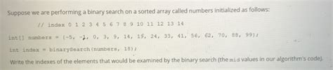 solved suppose we are performing a binary search on a sorted
