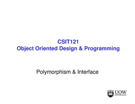 04 Polymorphism Interface Csit Object Oriented Design And Programming