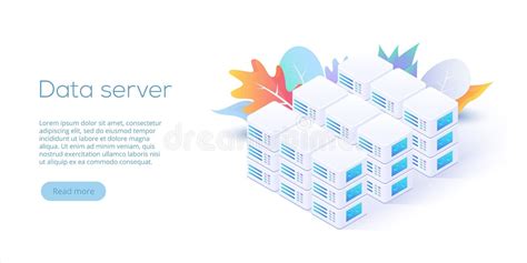 Isometric Flat Cloud Hosting Network Vector Onlin Stock Vector