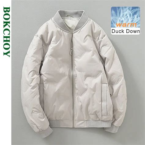 남성용 단색 야구 칼라 다운 재킷 화이트 아이더다운 폼 플라워 따뜻한 재킷 H 가을 겨울 신상 AliExpress