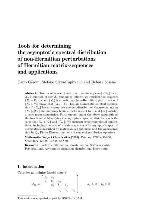 Pdf Tools For Determining The Asymptotic Spectral Distribution Of Non Hermitian Perturbations