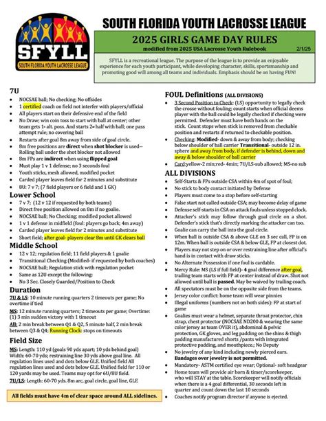 Rules Summary Girls