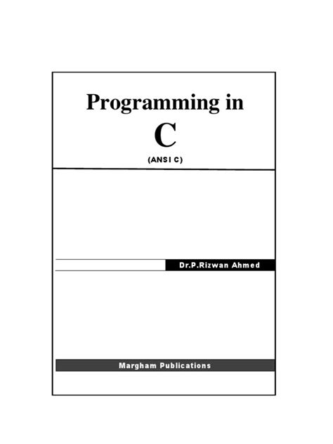Programming In C Dr P Rizwan Ahmed Pdf Object Oriented Programming Pointer Computer