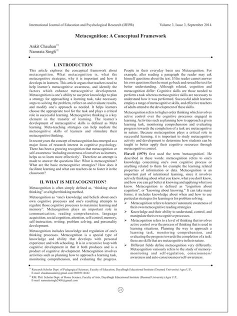 Metacognition Pdf Pdf Metacognition Learning