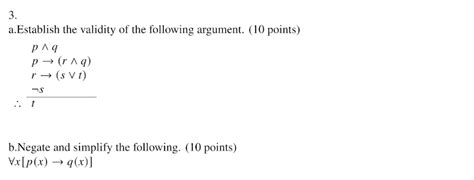 Solved A Establish The Validity Of The Following Chegg