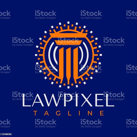 현대 법적 픽셀 추상 원형 로고 디자인 벡터 디지털 변호사 로고 브랜드 로고에 대한 스톡 벡터 아트 및 기타 이미지 로고