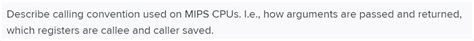 Describe Calling Convention Used On Mips Cpus Ie
