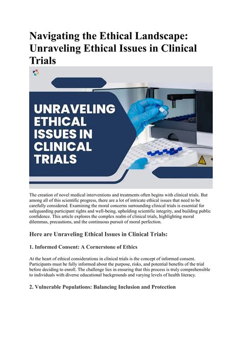 Navigating The Ethical Landscape Unraveling Ethical Issues In Clinical