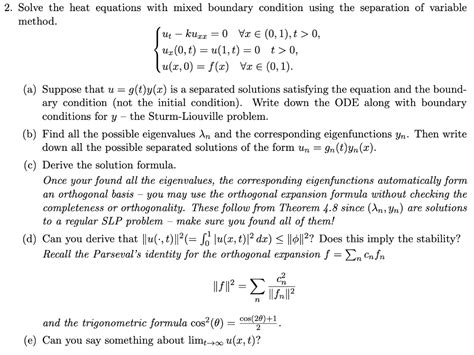 solved solve the heat equations with mixed boundary