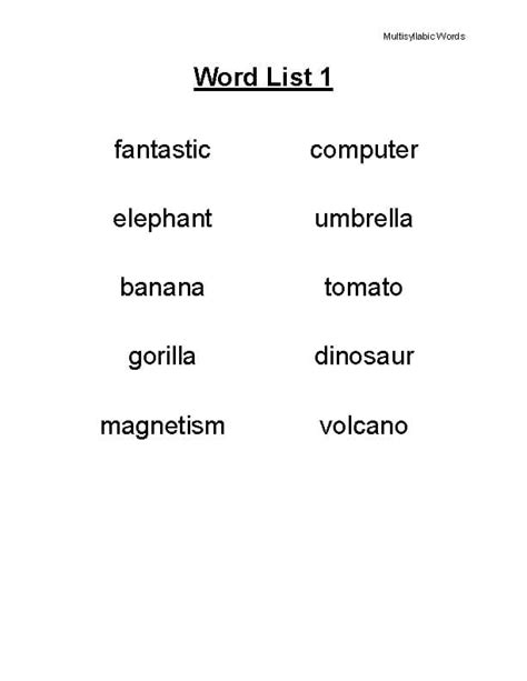 Multisyllabic Words Progress Monitoring Assessments 4 Word Lists Iep Data