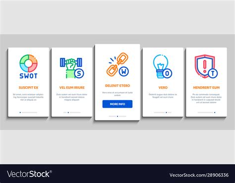 Swot Analysis Strategy Onboarding Elements Icons Vector Image