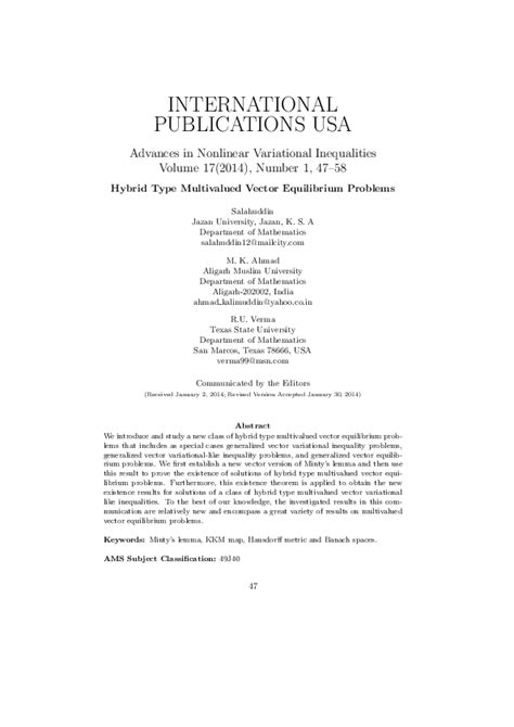 Pdf Hybrid Type Multivalued Vector Equilibrium Problems