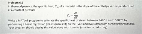 Solved In thermodynamics, the specific heat, Cp, of a | Chegg.com