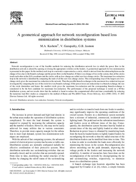Pdf A Geometrical Approach For Network Reconfiguration Based Loss Minimization In Distribution