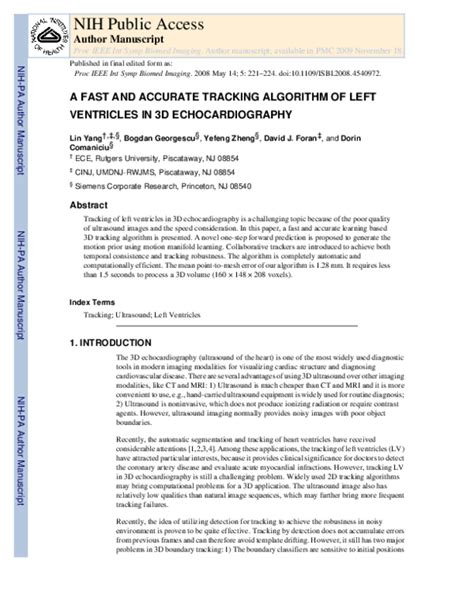 Pdf A Fast And Accurate Tracking Algorithm Of Left Ventricles In 3d
