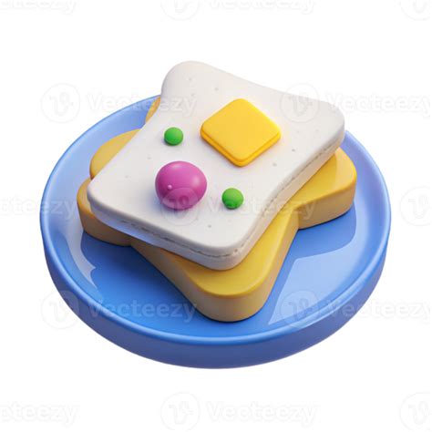 3d Render Of Toast With Butter Egg And Green Peas 52558358 Png