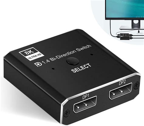 Nizirioo Displayport Switch 8k Bidirectional Switch 2 In 1 Out 1 In 2 Out Dp 1 4 Splitter 8k
