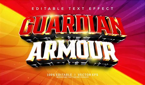 Guardian Armour 3d Vector Text Effect With Modern Style Design Stock Vector Illustration Of