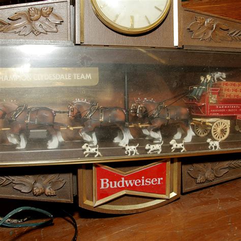 Vintage Budweiser Clydesdale Bar Clock And Light Ebth