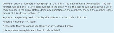 Define An Array Of Numbers In JavaScript 5 10 And Chegg Com