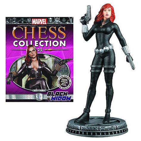 Marvel Avengers Black Widow White Pawn Chess Piece With Collector Magazine