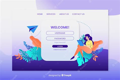 Premium Vector Login Landing Page Template Flat Design