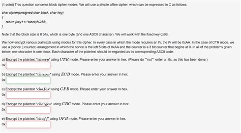 Solved Point This Question Concerns Block Cipher Chegg