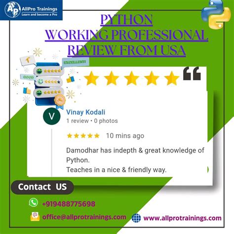 Allpro Trainings On Linkedin Python Working Professional Review From Usa