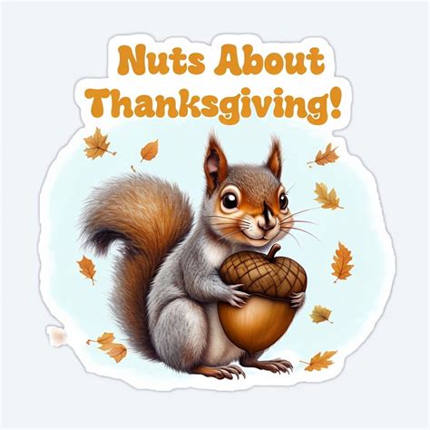 Cheerful Cartoon Squirrel With Acorn Illustration Sticker Playground
