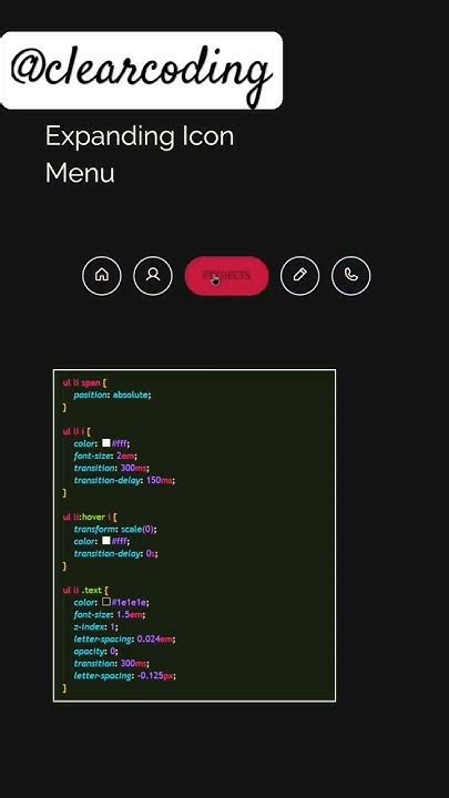 Expanding Icon Menu Navbar With Html Or Css Webdevelopment Coding Trending Viral Shorts