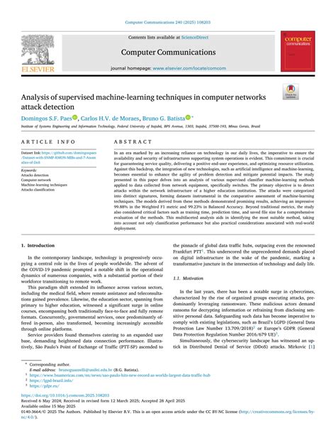 (PDF) Analysis of supervised machine-learning techniques in computer networks attack detection