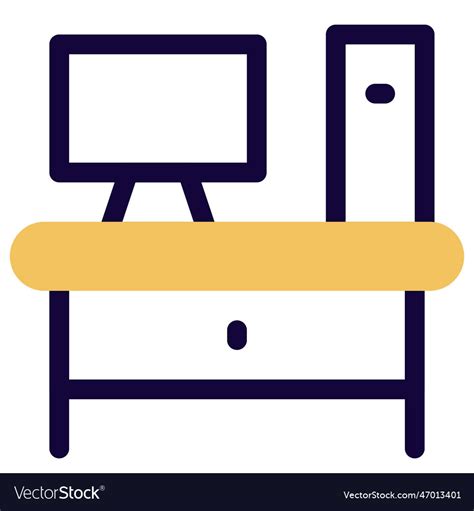 Computer Table Setup For Workplace Royalty Free Vector Image