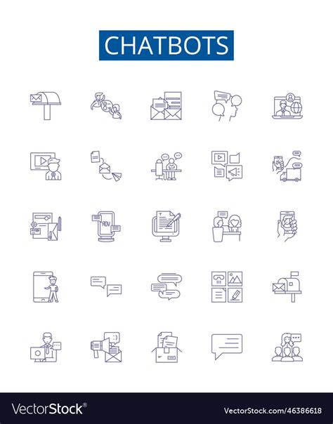 Chatbots Line Icons Signs Set Design Collection Vector Image