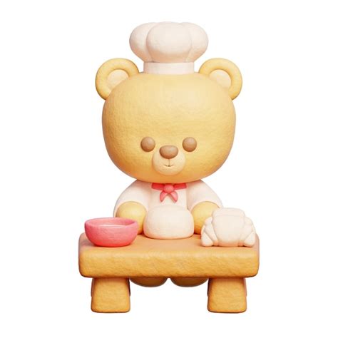 Premium Photo 3d Cute Bear Wears Chef Uniform Cooking Bakery 3d Rendering
