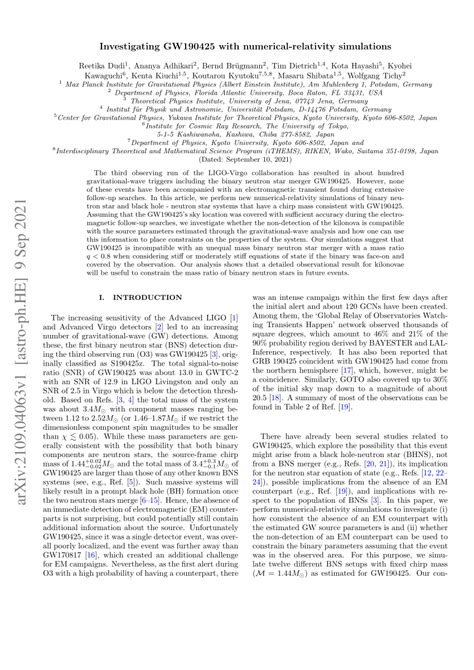 Pdf Investigating Gw190425 With Numerical Relativity Simulations