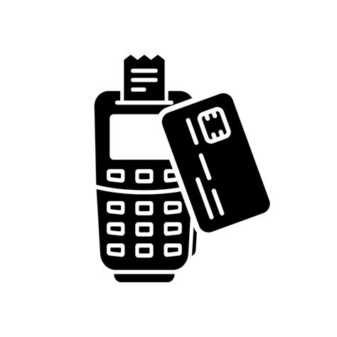 Contactless Payment On Pos Silhouette Icon Tap Bank Card To Terminal