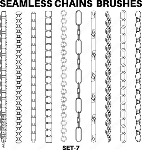 Seamless Chain Pattern Brushes Flat Sketch Vector Illustrator Brush Set